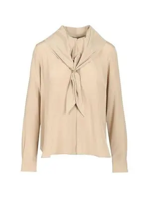 Max Mara Silk Shirt With Scarf - Cream