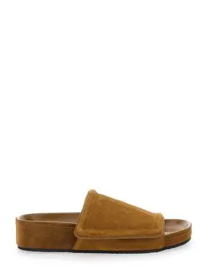 Phoebe Philo Phoebe Philo Women Brown Sandals With Adjustable Velcro Strap In Suede For Women Multicolor