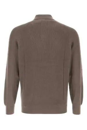 Brunello Cucinelli Mud Cotton Polo Shirt - Brown