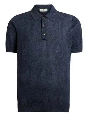 Etro Paisley Floral Print Polo Shirt - Blue