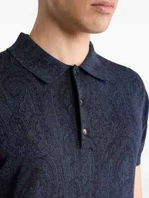 Etro Paisley Floral Print Polo Shirt - Blue