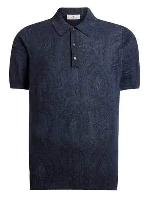 Etro Paisley Floral Print Polo Shirt - Blue