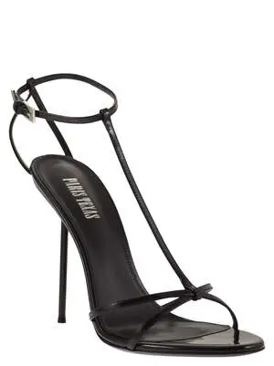 Paris Texas Patent Leather T-strap Sandals - Black