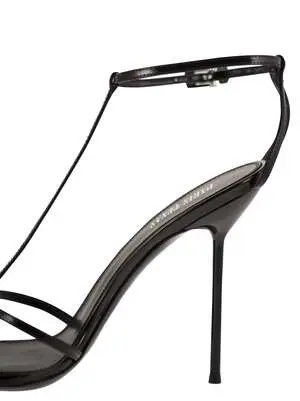 Paris Texas Patent Leather T-strap Sandals - Black