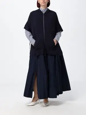 Max Mara Hooded Viscose Cape With Zip Closure