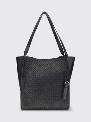 Bottega Veneta Woven Leather Corriere Bag - Black