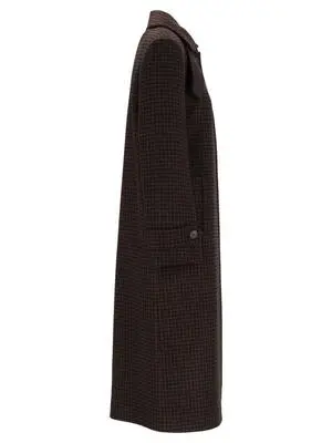 Tagliatore Bethany Virgin Wool Houndstooth Coat - Brown