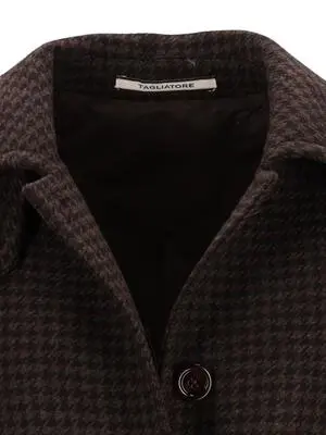 Tagliatore Bethany Virgin Wool Houndstooth Coat - Brown