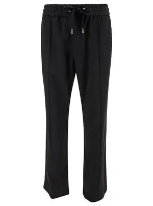 Dolce & Gabbana Black Sweatpants With Drawstring In Wool Blend - Multicolor