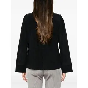 FORTE_FORTE Suede Mandarin Collar Jacket - Black