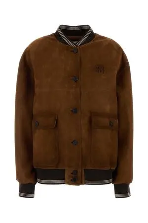 Miu Miu Brow Suede Bomber Jacket - Brown