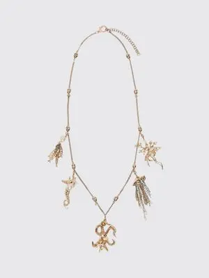 Max Mara Metal Necklace With Rhinestones And Pearls - Gold