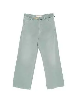 Marni Wide-leg Trousers With Belt - Blue