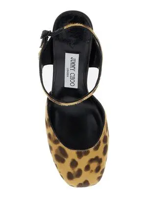 JIMMY CHOO Pixie' Brown Pumps With High Sculpted Heel And All-over Leopard Print In Tech Fabric - Multicolor