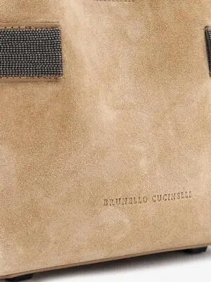 Brunello Cucinelli Suede Shoulder Bag With Monili Detail - Multicolor