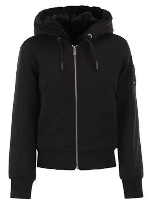 Moose Knuckles Classic Bunny Hooded Sweatshirt With Faux Fur Lining - Black