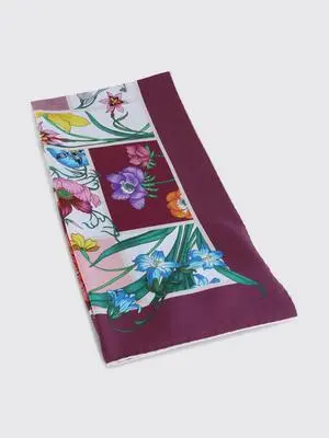 Gucci Gg Monogram And Floral Motif Silk Twill Scarf - Pink
