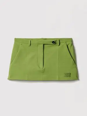 Miu Miu Viscose Blend Mini Skirt - Green