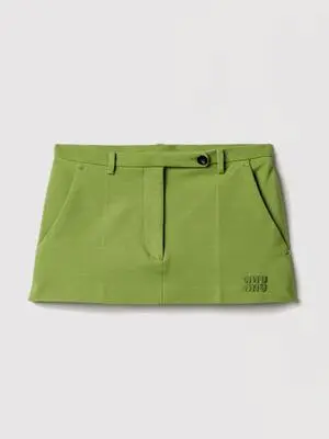 Miu Miu Viscose Blend Mini Skirt - Green