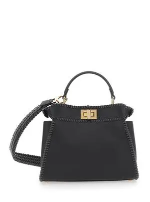 Fendi Mini Peekaboo' Handbag With Twist Lock In Leather - Black