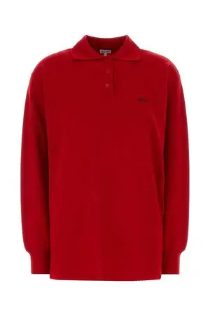 Loewe Red Stretch Cashmere Blend Polo Shirt - White