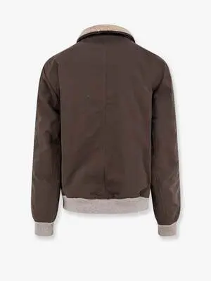 Brunello Cucinelli Cotton Blend Jacket With Fur Collar