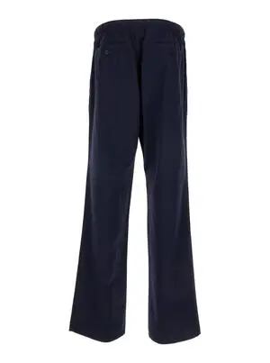 Palm Angels Blue Flared Trousers In Cotton