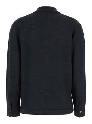 P.a.r.o.s.h Wool Long Sleeve Polo Shirt - Gray