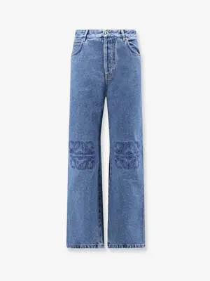 Loewe Anagram Baggy Jeans With Embroidery On The Front - Multicolor