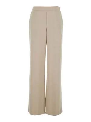 P.a.r.o.s.h Beige Pants With Elastic Waist And Wide Leg In Fabric - Cream