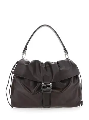 Fendi Mama Baguette Large' Brown Shoulder Bag With Ff Closure On The Front In Leather - Multicolor