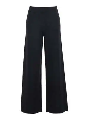 P.a.r.o.s.h Pants With Pull-on Design And Wide Leg In Viscose Blend - Black
