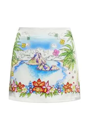 Casablanca Better Days Graphic Print Silk Mini Skirt - Multicolor