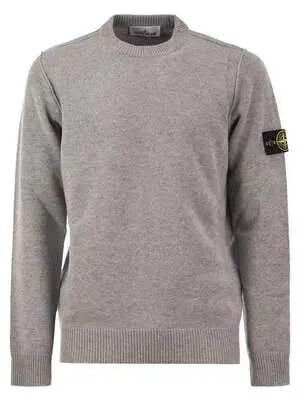 Stone Island Stone Island Men Crew-Neck Jumper With Reverse Stitch Details Gray