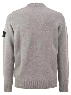 Stone Island Crew-neck Jumper With Reverse Stitch Details - Gray