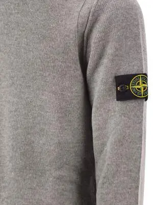 Stone Island Crew-neck Jumper With Reverse Stitch Details - Gray