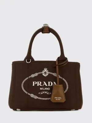 Prada Mini Jardinii¨re Canvas Bag With Printed Logo - Brown