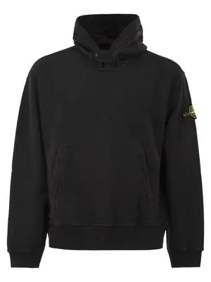 Stone Island Oversized Hoodie With Raglan Sleeves - Black