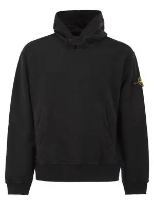 Stone Island Oversized Hoodie With Raglan Sleeves - Black