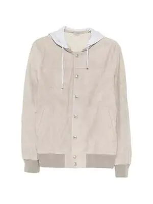 Eleventy Hooded Suede Jacket - Green