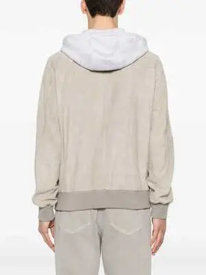 Eleventy Hooded Suede Jacket - Green