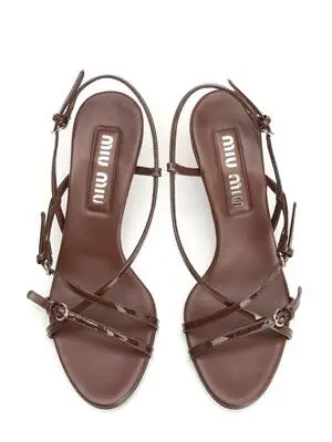 Miu Miu Patent Leather Sandals - Brown