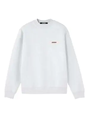 Jacquemus Crewneck Sweatshirt With Logo And Patch - Gray