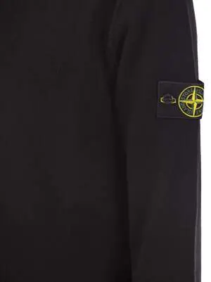 Stone Island Crew-neck Jumper With Reverse Stitch Details - Black