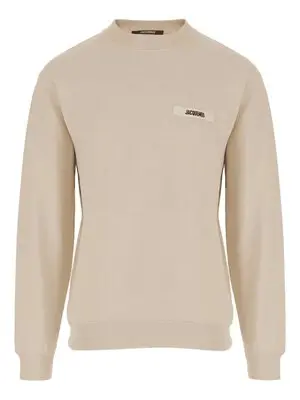Jacquemus The Gros Grain Crewneck Sweatshirt With Logo Plaque - Brown