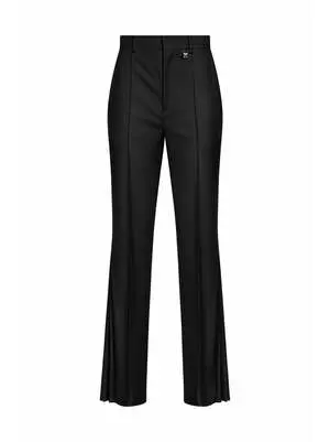 Giuseppe Di Morabito Black Virgin Wool Flared Trousers - Multicolor