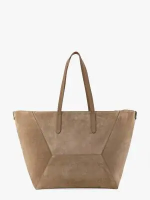 Brunello Cucinelli Bc Duo Suede Shoulder Bag With Engraved Logo - Multicolor