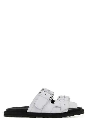 Moschino Leather Slippers - White