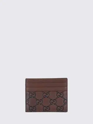 Gucci Gg Emblem Leather Card Holder With Gg Monogram - Brown