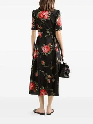 Dolce & Gabbana Floral Midi Dress With Belt - Multicolor